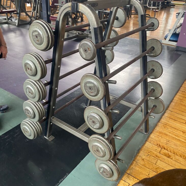 Buy Ivanko 20-110 lb. Fixed Straight Bar Set w/Cybex Rack Online ...