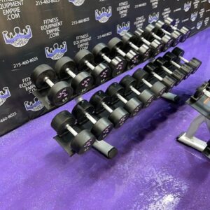 Buy 5-100 lb. Rubber Covered Dumbbell Set w/2 Matching Precor Racks ...