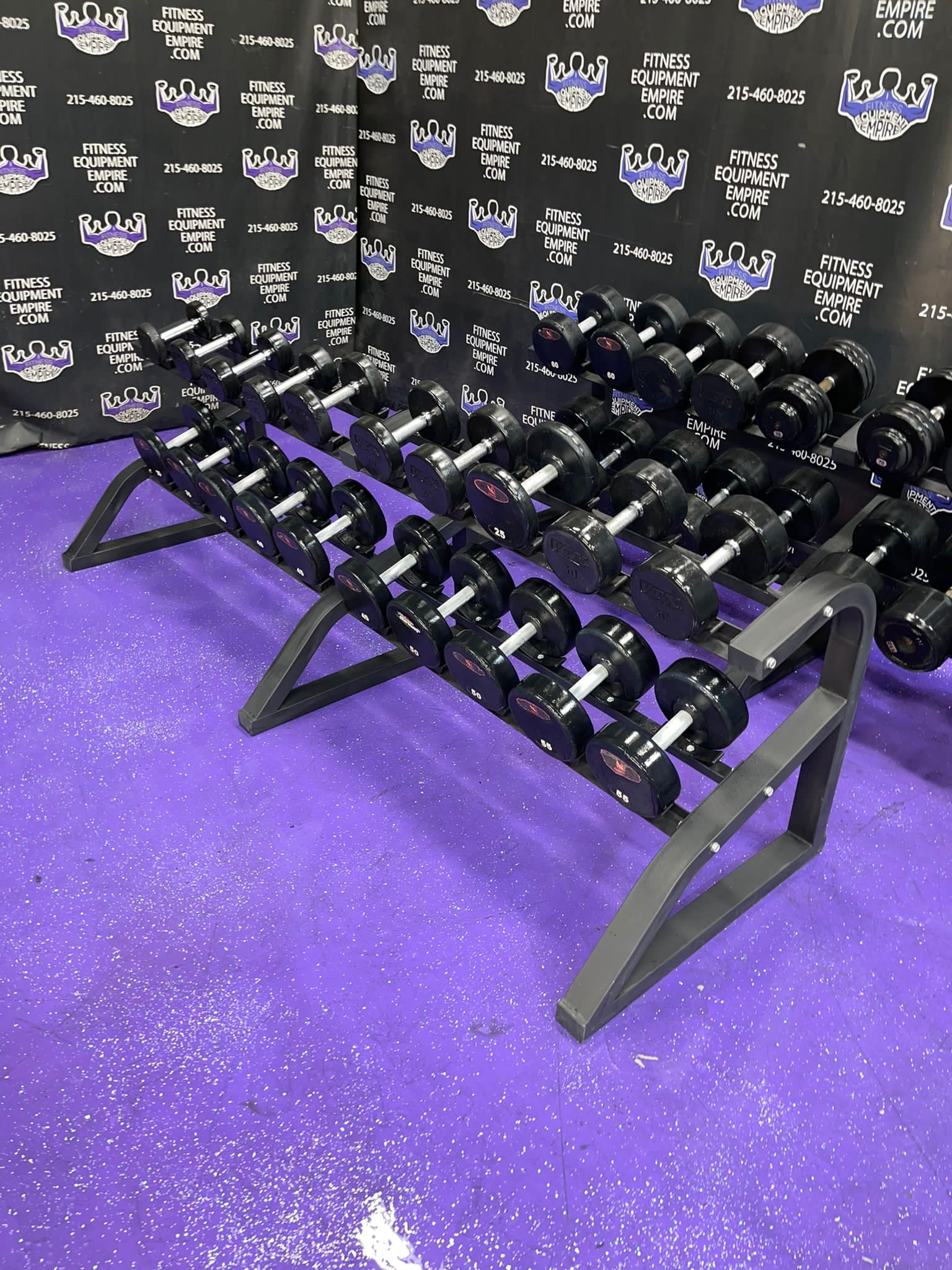 Buy 10-120 lb. Urethane Dumbbell Set w/2 Matching Racks Online ...