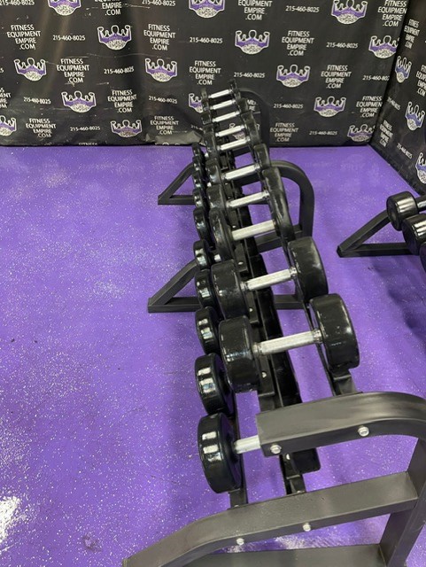 Buy 10-120 lb. Urethane Dumbbell Set w/2 Matching Racks Online ...